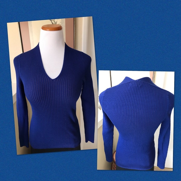 New York & Company | Tops | Royal Blue Ribbed Sweater Top | Poshmark